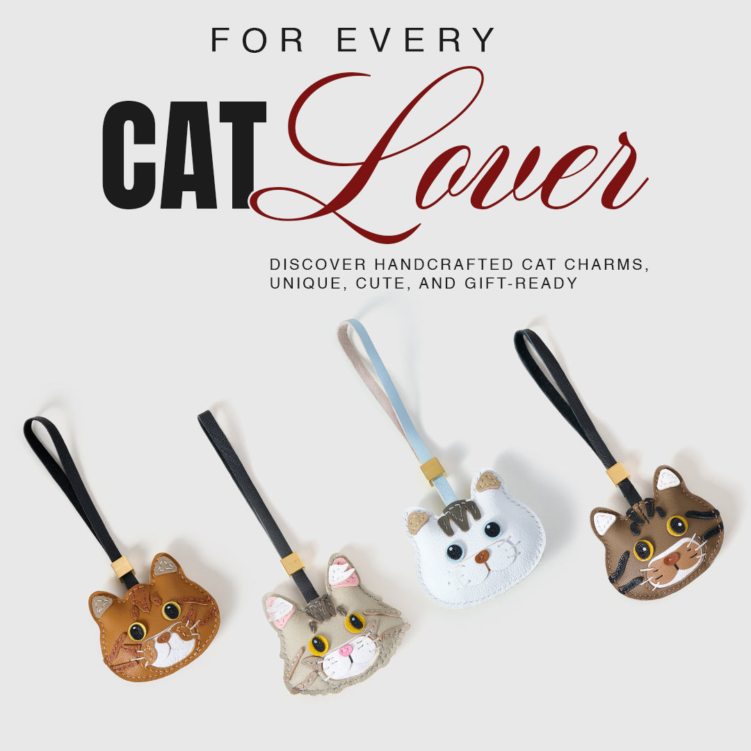 Sticky Zoo® – Handmade Leather Cat Bag Charm & Keychain – Gift-Ready ...