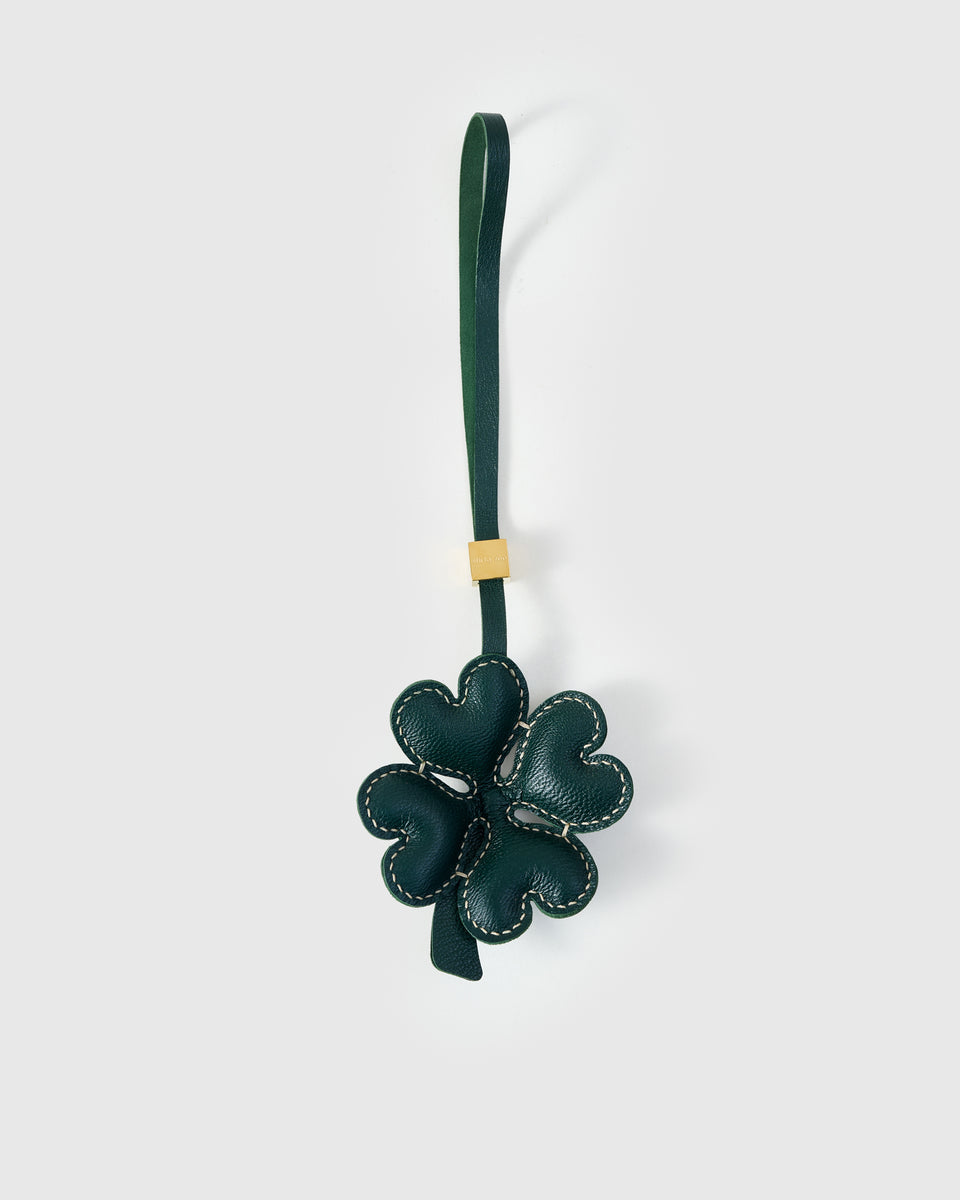 Lucky Clover Charm in Forest Green — Handmade French Leather 3D ...