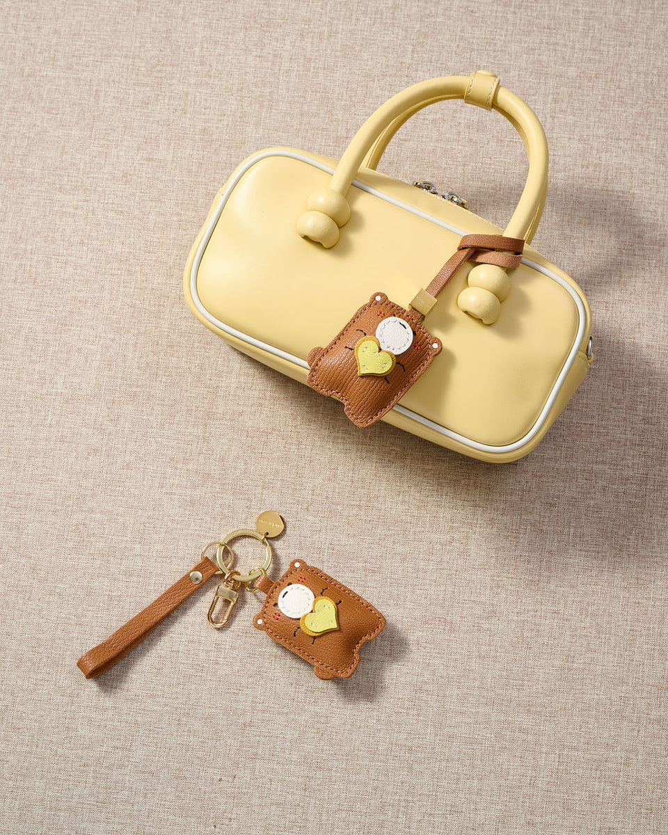 Teddy Bear Bag Charm & Keychain – Handmade in Brown and Yellow french ...