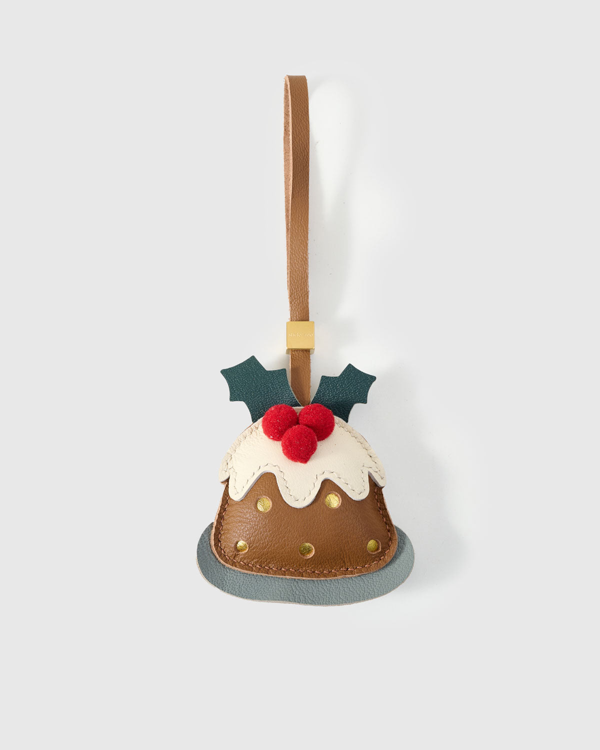 Felt Pudding Bag Charm & Keychain – Handmade in Brown, Cream & Festive ...