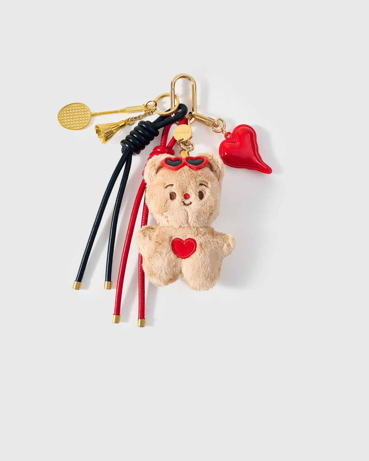 Sticky Zoo® – Christmas Heart Teddy Bag Charm with Red Heart and Gold ...