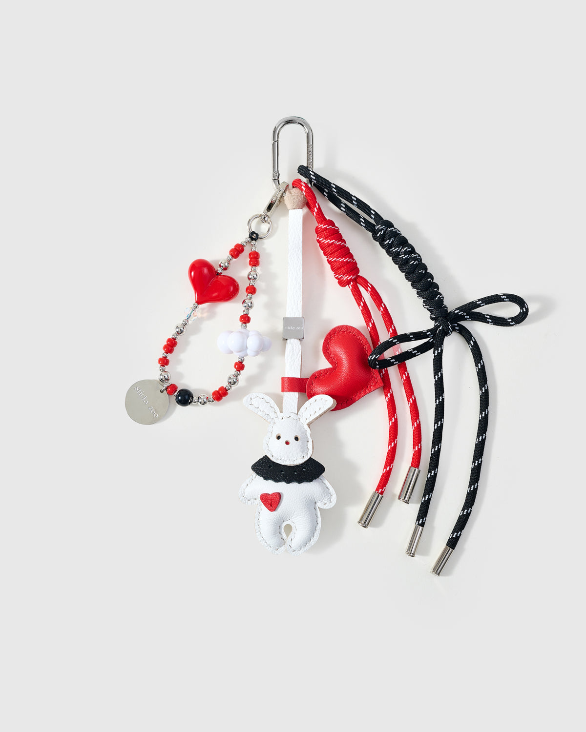 Heart Bunny Christmas Bag Charm with Red Hearts & Festive Beads ...