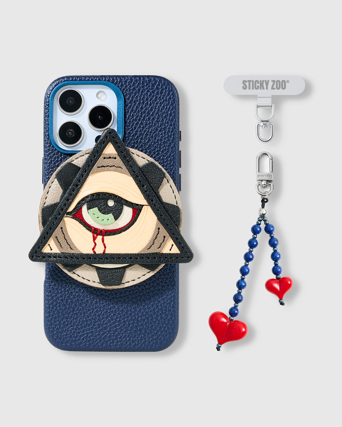 Sticky Zoo® All-Seeing Eye Phone Case — Navy | Heart Tassel Strap, Gift ...