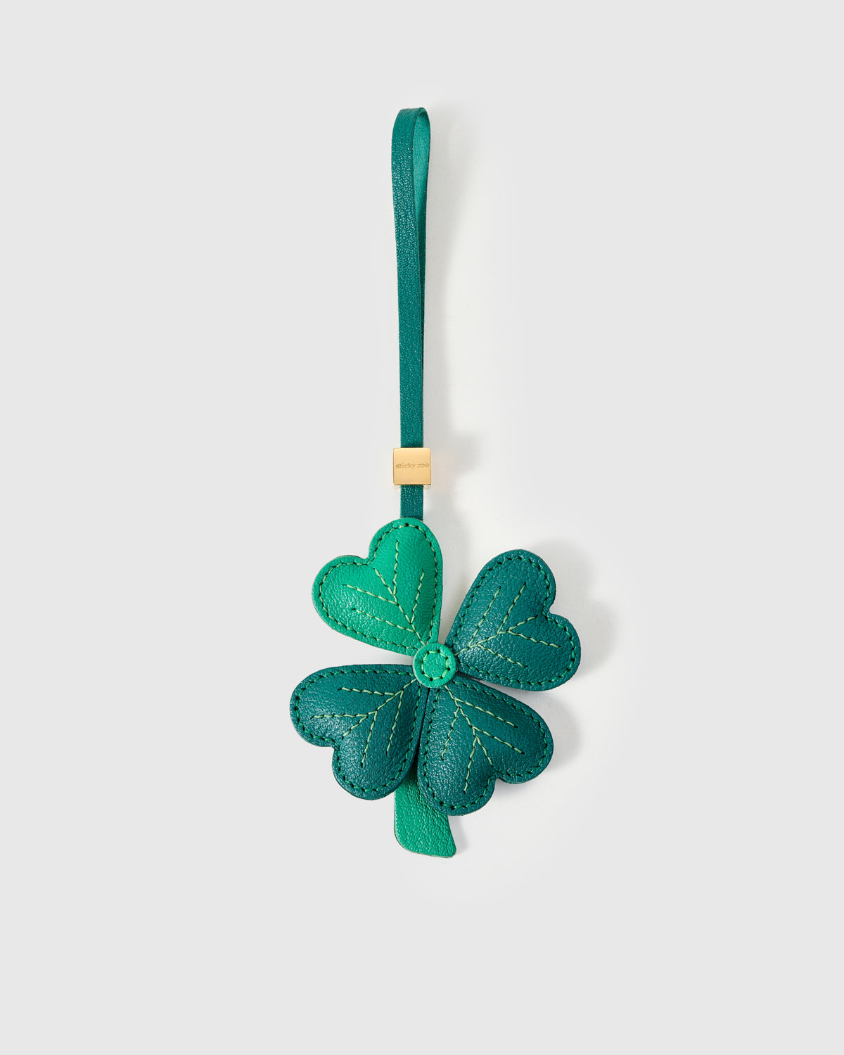 STICKY ZOO® – Emerald Green Lucky Clover Leather Bag Charm & Keychain ...