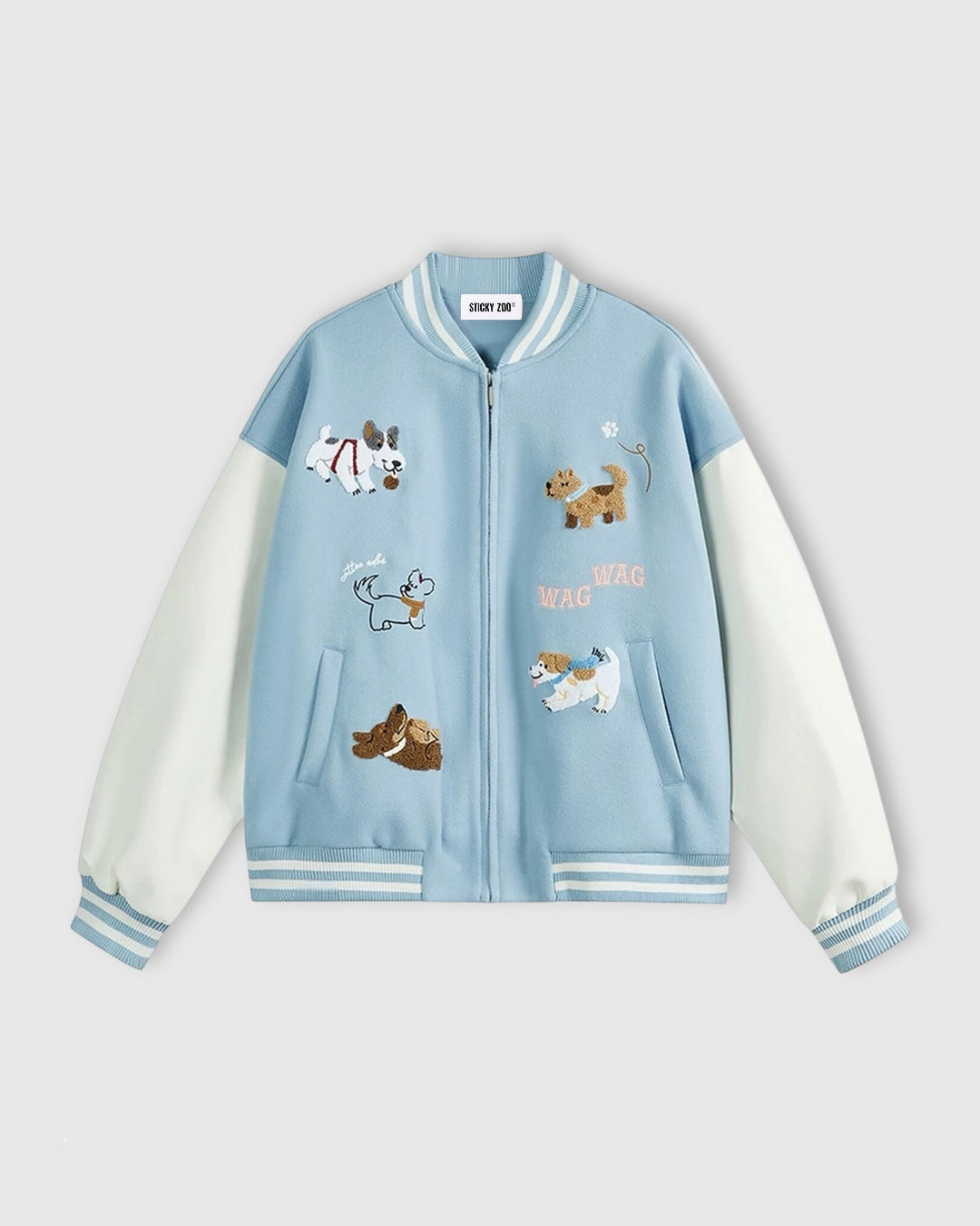 Sticky Zoo® – Wag Wag Puppy Jacket – Chenille Patches & Varsity Silhouette