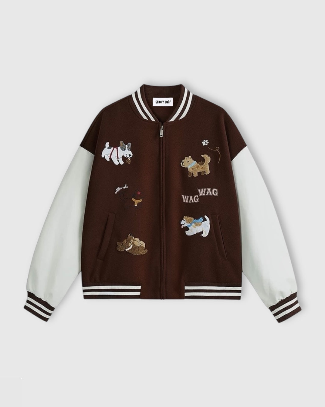 Sticky Zoo® – Wag Wag Puppy Jacket – Chenille Patches & Varsity Silhouette
