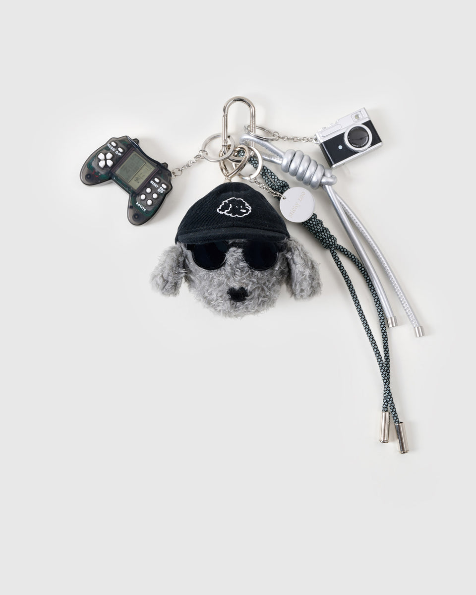 Sticky Zoo® Gamer Poodle Bag Charm and Keychain - Plush Grey Dog & Game ...